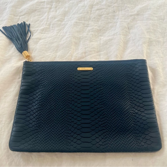 GiGi New York | Bags | Gigi New York Navy Python Embossed Leather Uber Clutch | Poshmark